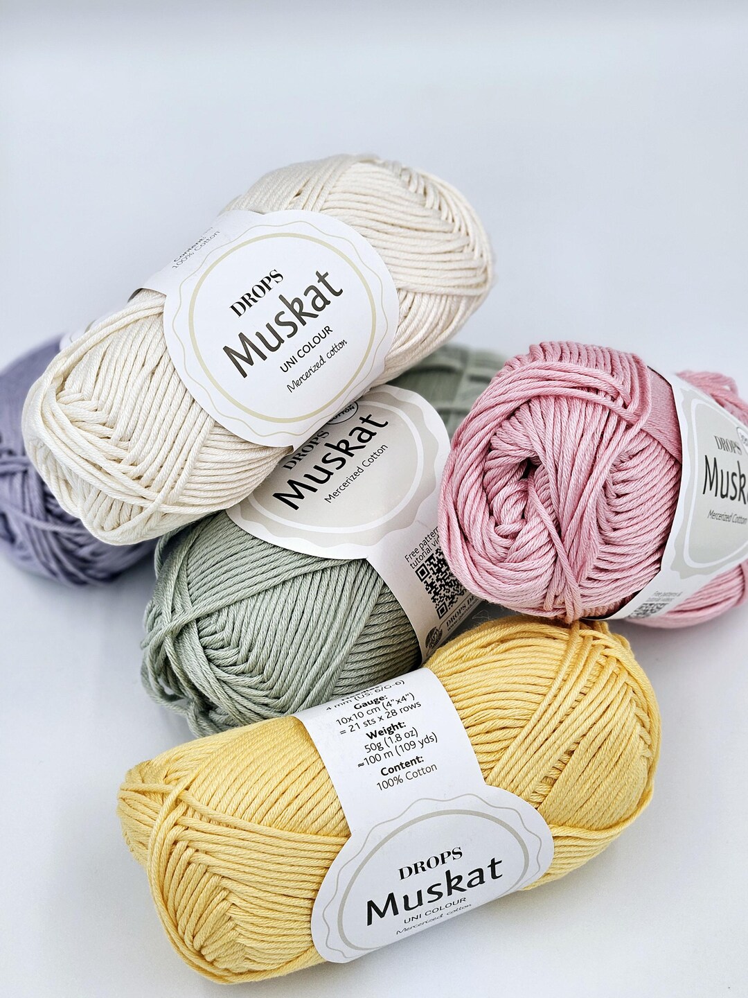 Drops Muskat, Mercerized Cotton Yarn, Amigurumi Yarn, Colorful Cotton ...