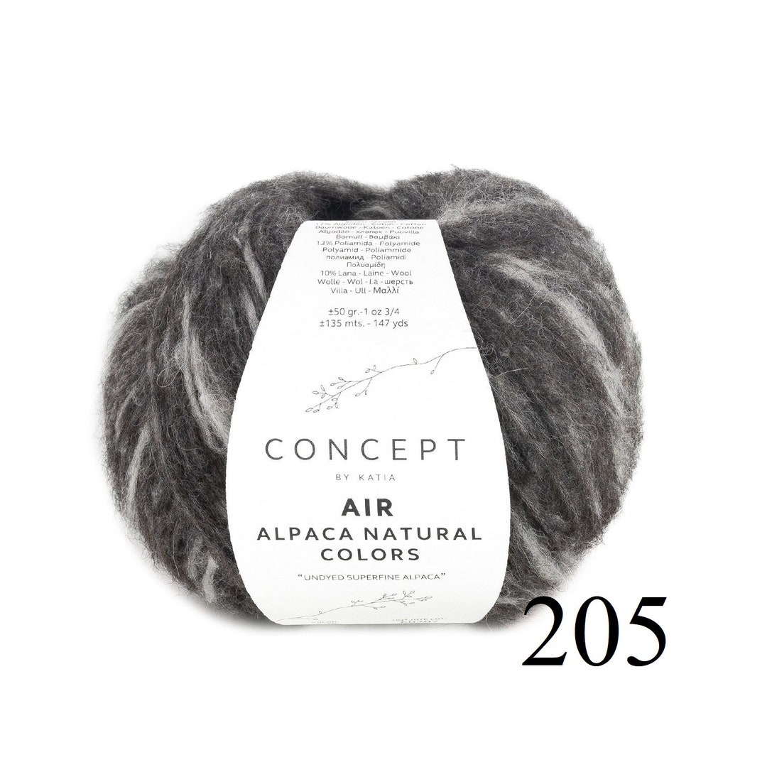 Concept by Katia Air Alpaca Natural Colors, Undyed Carded Effect Yarn ...