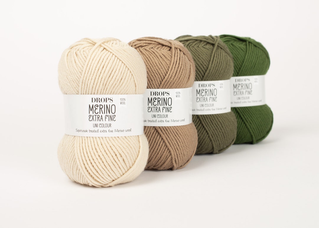 Drops Merino Extra Fine, Superwash Treated Extra Fine Merino Wool, 8 ...