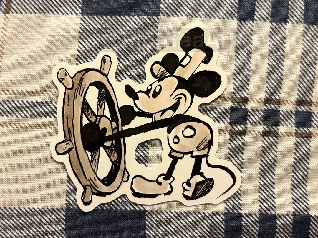 Steamboat Willie Glossy Vinyl Sticker | Mouse | Ink Style | Decal - Etsy