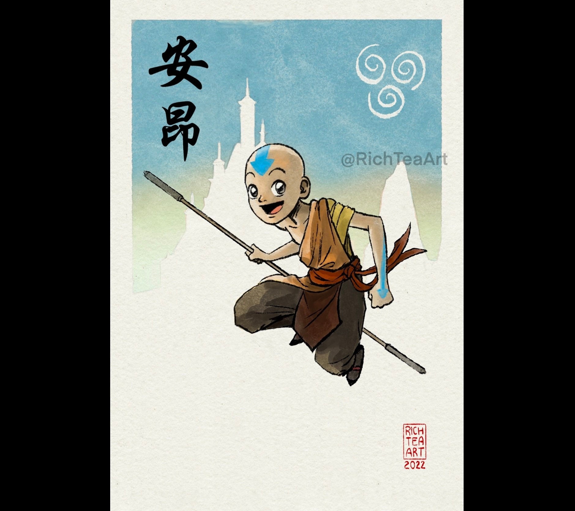 Avatar the Last Airbender Premium Fine Art Paper Aang Mini Print 4.5 x ...