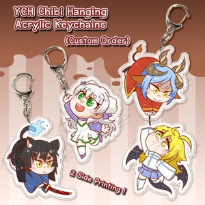 YCH Commission Chibi Hanging Custom Acrylic Keychains [CUSTOM ORDER] - Etsy