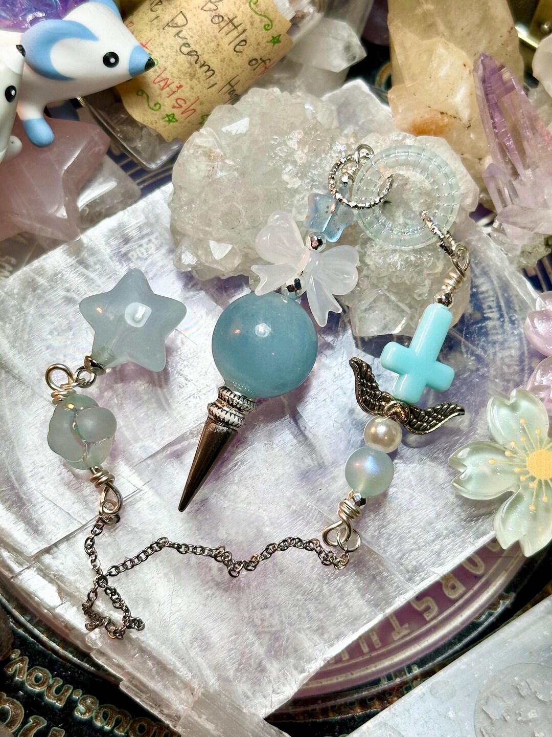 Handmade Y2K Blue Aquamarine Pendulum - Divination Tool - Etsy