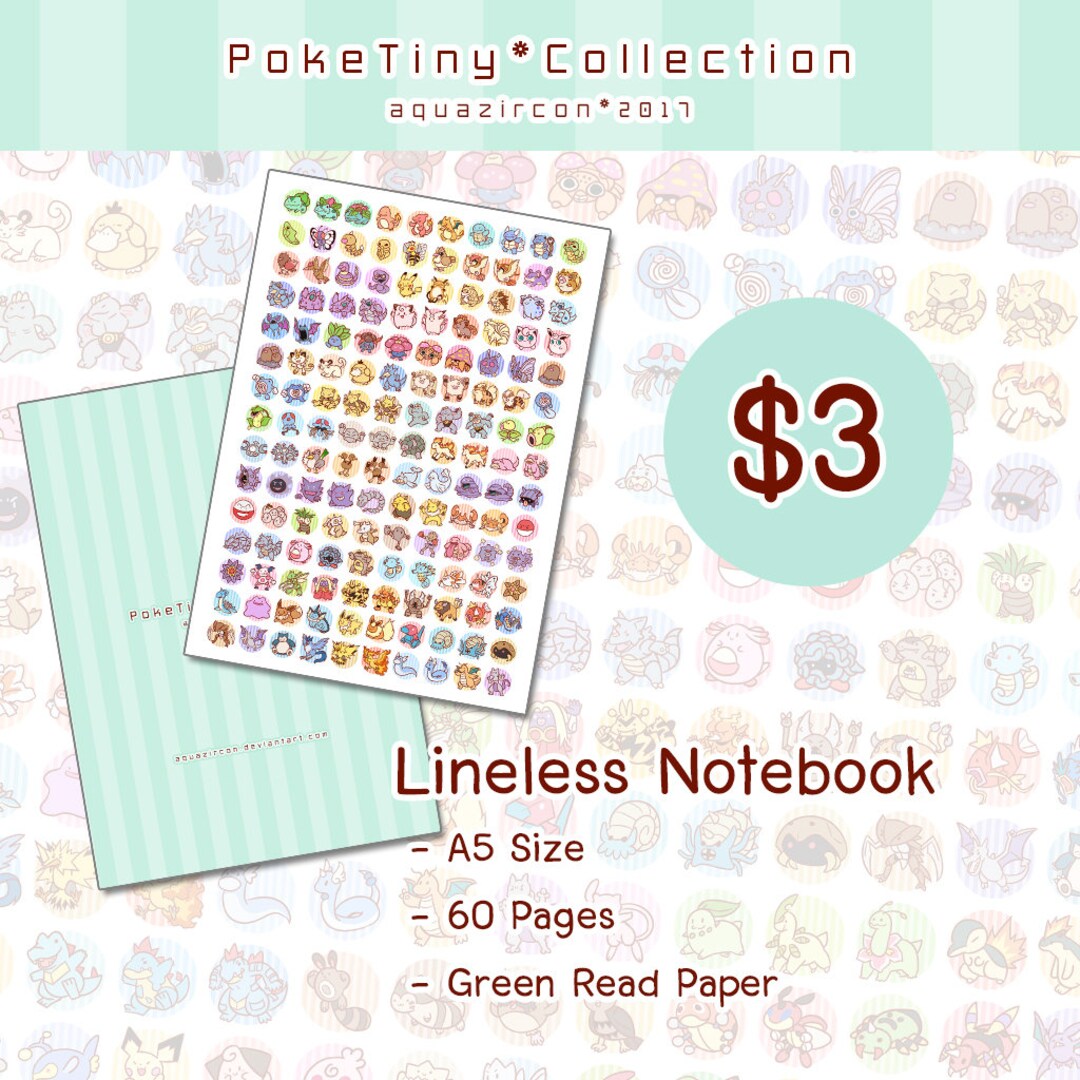 Poketiny - PKMN Inspired A5 Lineless Notebook - Etsy