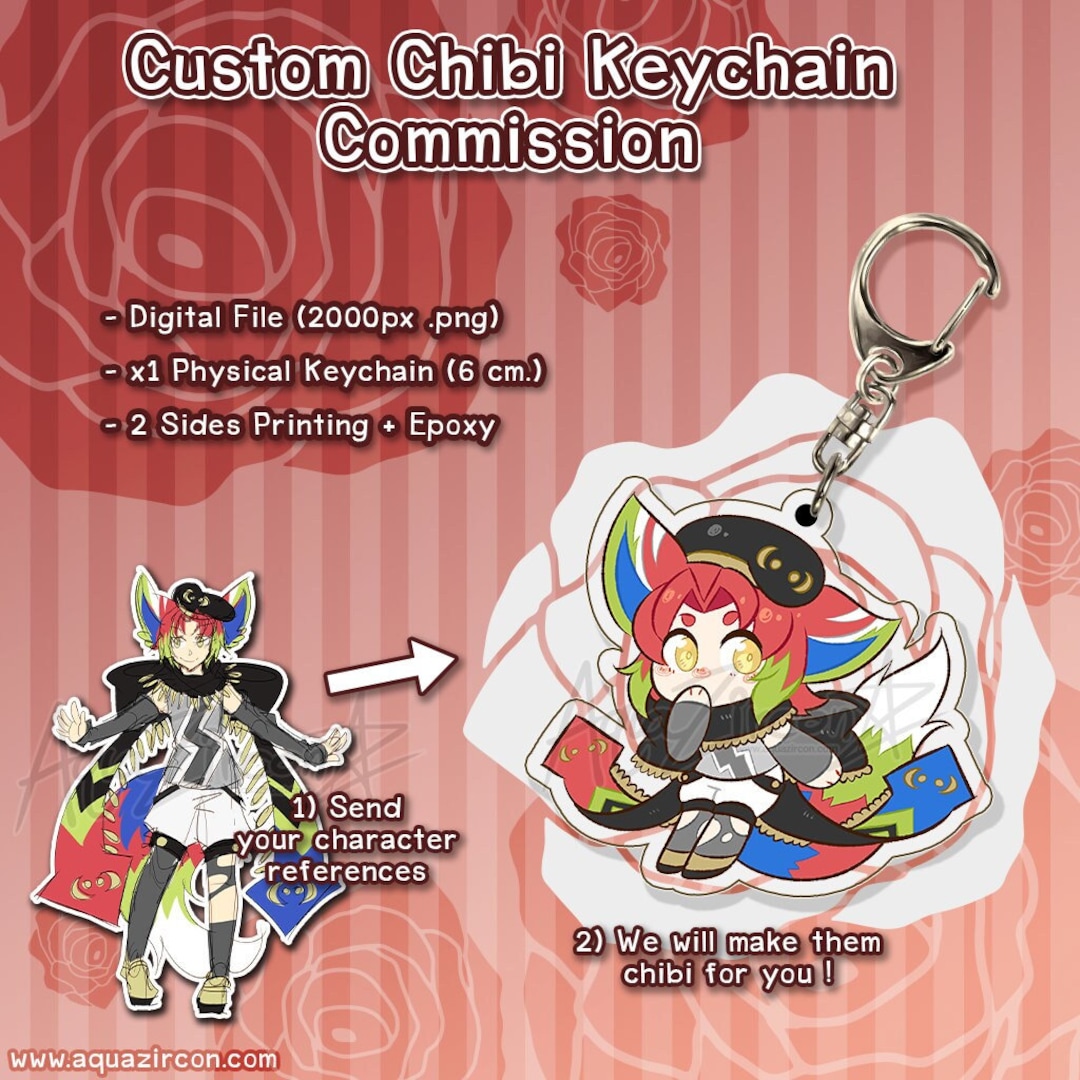 Custom Chibi Acrylic Keychain Commission Choose Your Own Poses CUSTOM ...