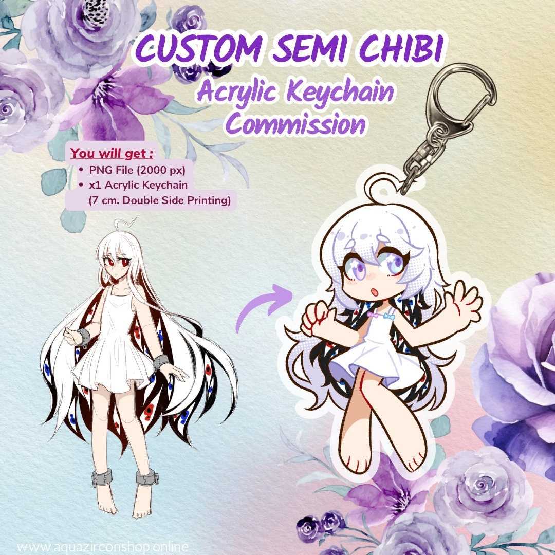 Custom Semi Chibi Acrylic Keychain Commission - Choose Your Own Poses ...