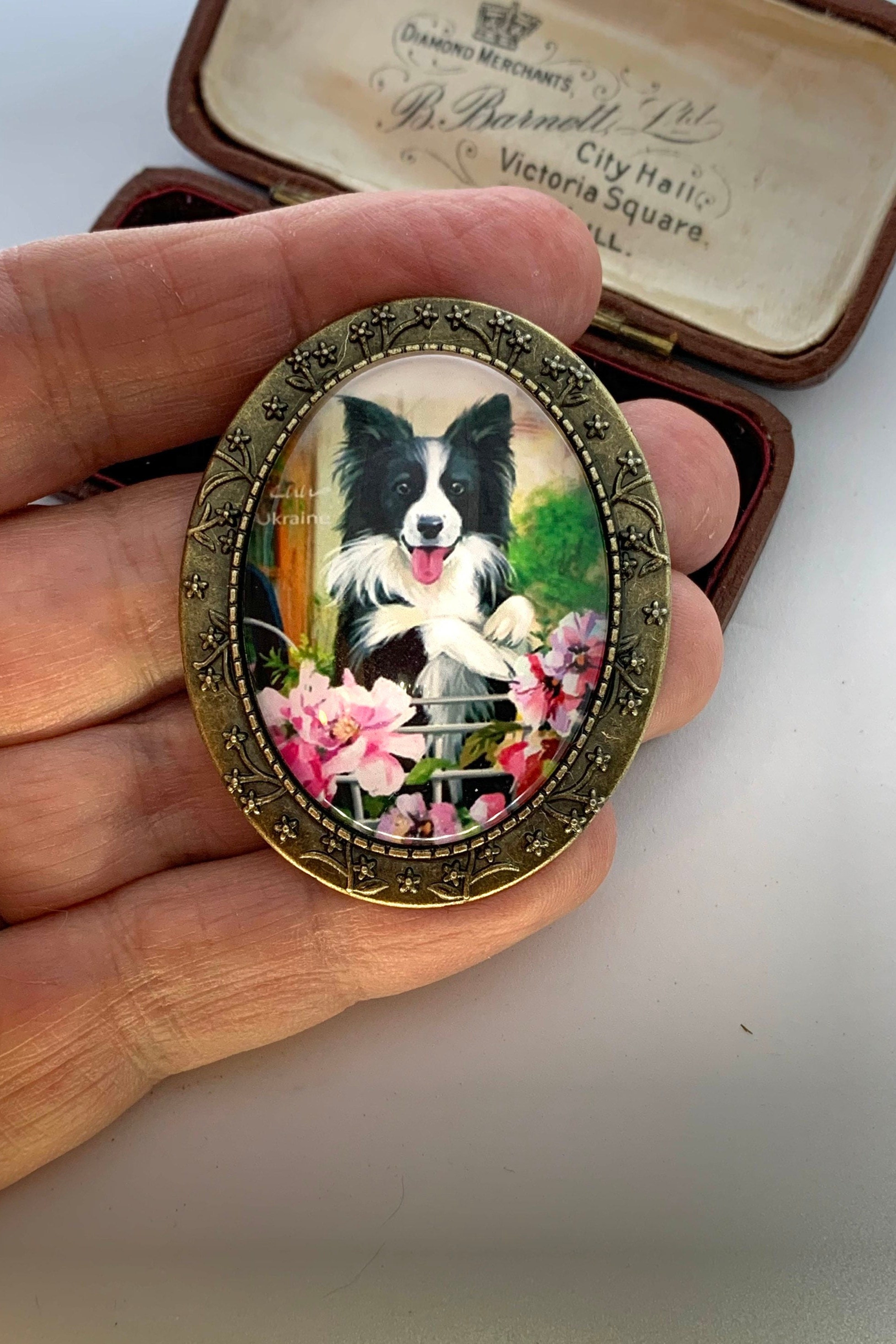 Gorgeous Border Collie Dog at Gate Painting Printed Vintage | Etsy UK