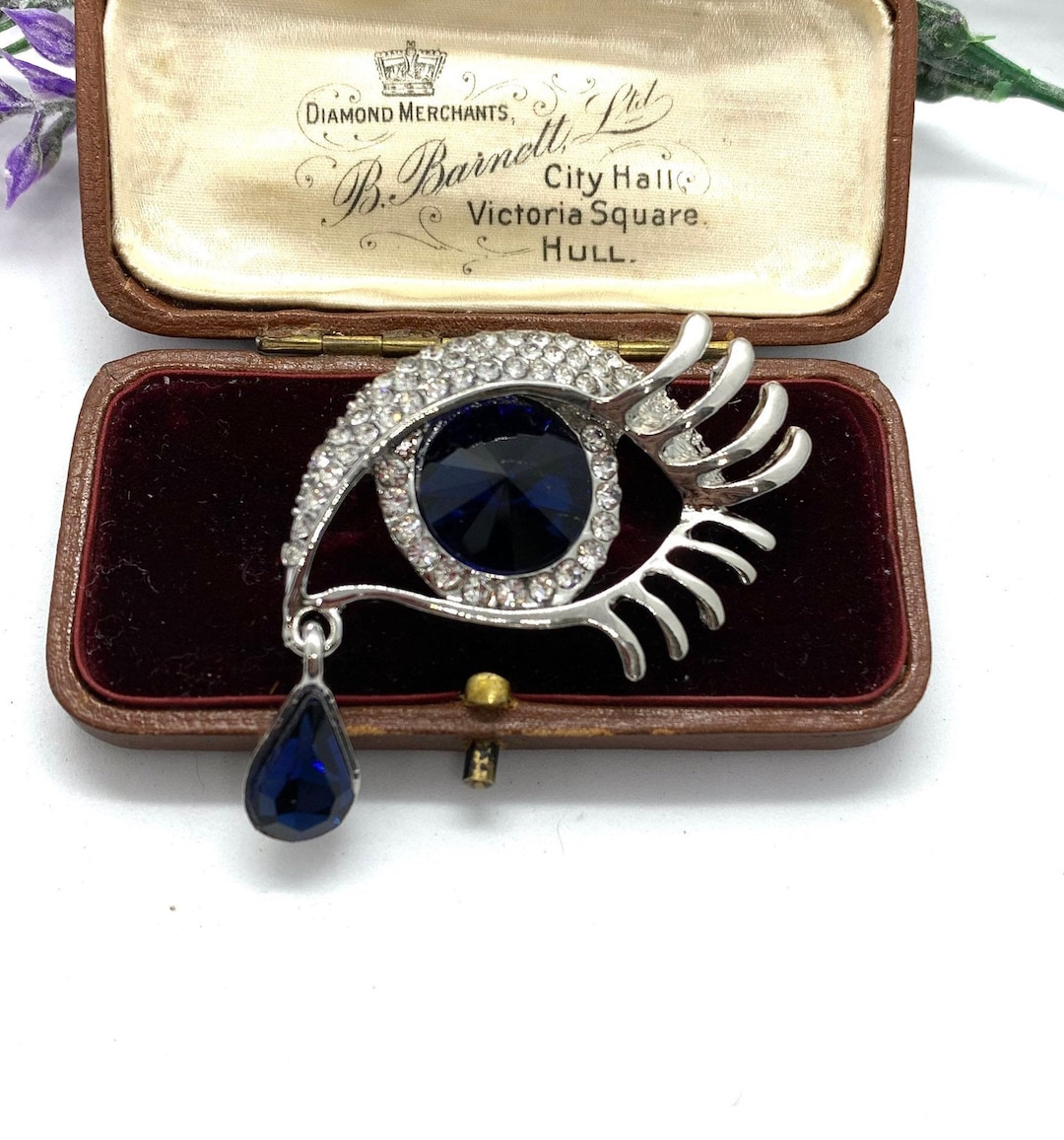 Pretty Large Art Deco Blue EYE With Large Teardrop Diamonte - Etsy