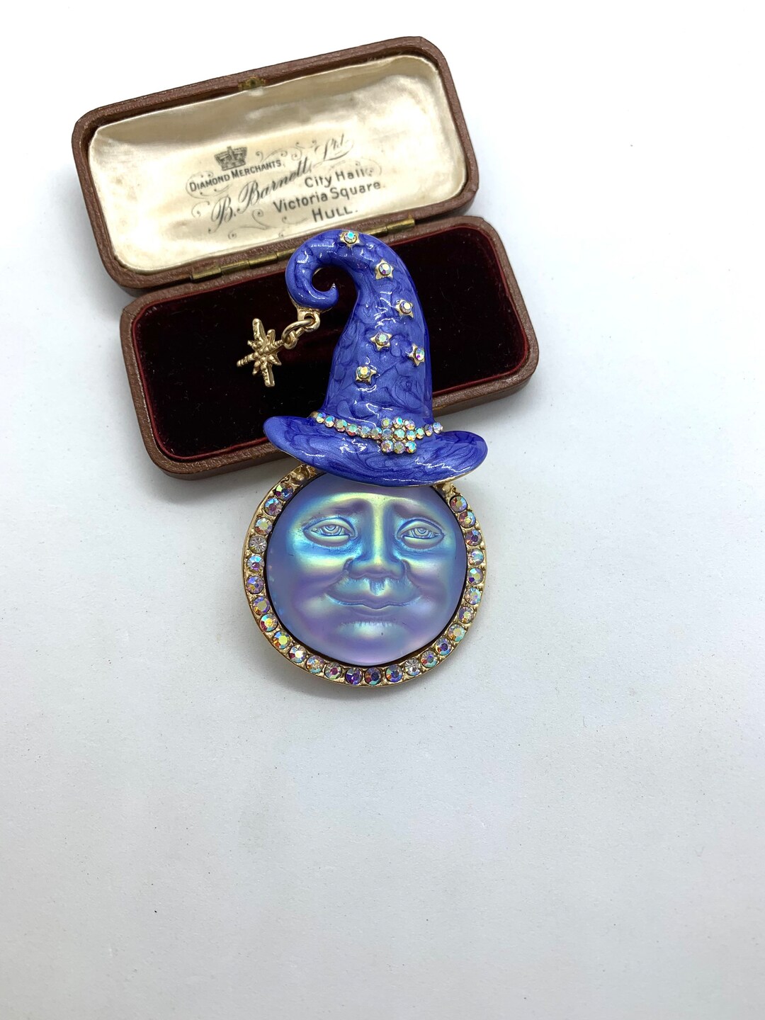 Gorgeous Large Blue Moon Diamonte Face With Blue Enamel - Etsy