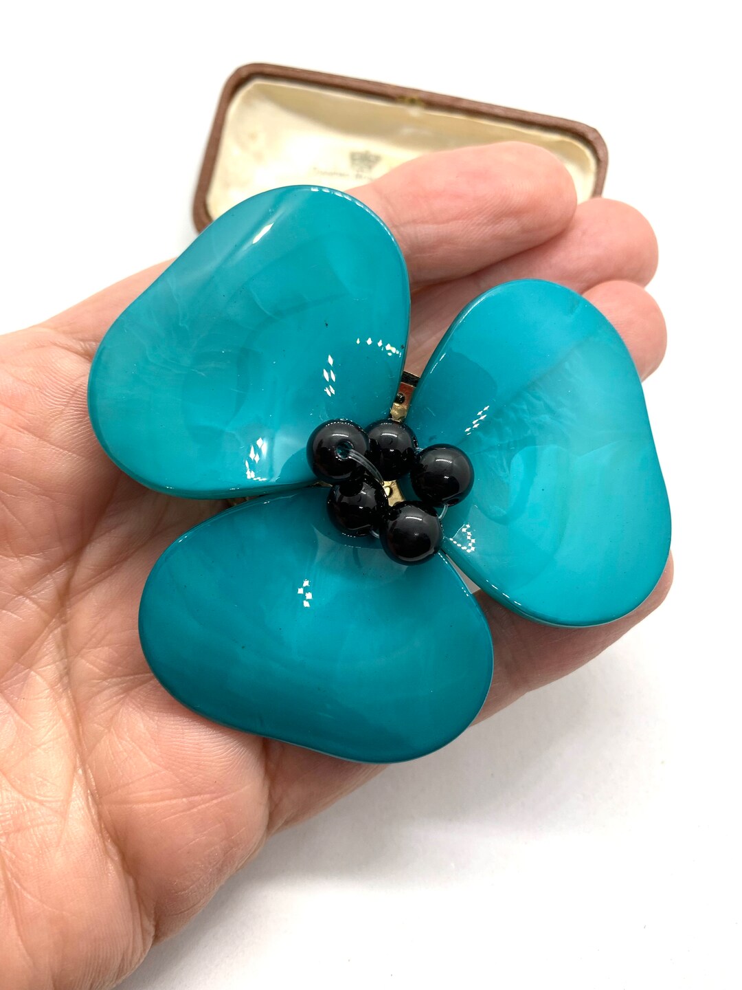 Gorgeous Large Acrylic Turquoise Poppy Flower Brooch 7.5cm - Etsy