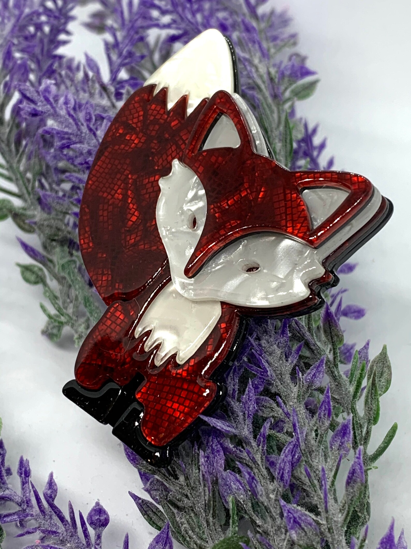 Gorgeous Sitting Art Deco Red and White Fox with Large Bushy | Etsy