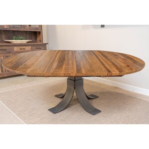 Rustic Round Dining Table in Barnwood | Reclaimed Wood Round Extendable ...