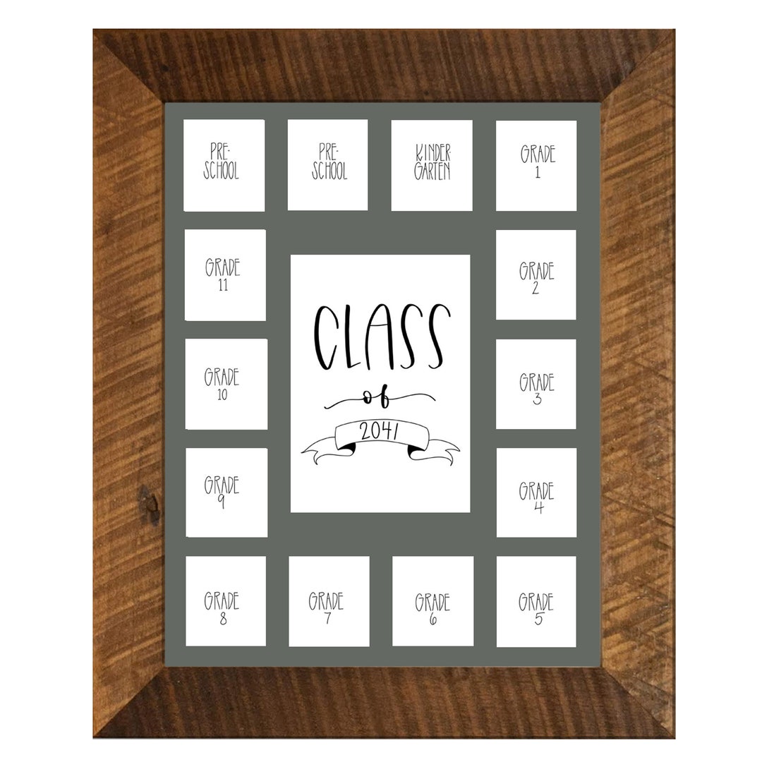Class of 2041 Barnwood School Picture Frame, 11x14, Grey 15 Opening Mat ...