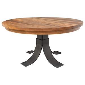 Rustic Round Dining Table in Barnwood | Reclaimed Wood Round Extendable ...