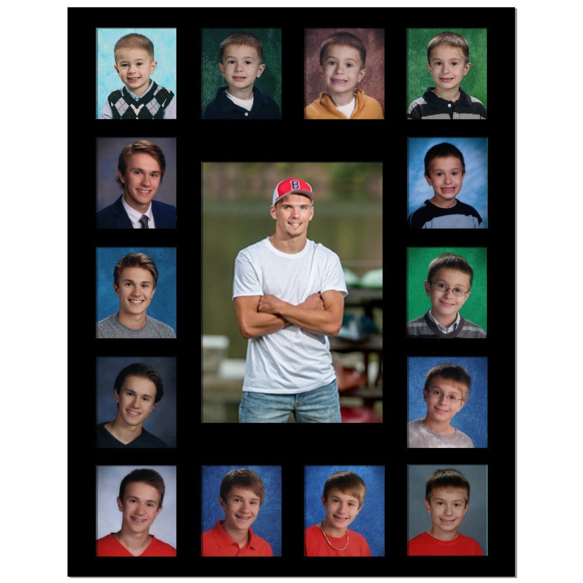 School Photo Mat, Preschool to 12th Grade, 15 Openings, 11x14 Black Mat ...