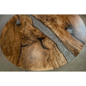 Custom Round River Table | Live Edge Epoxy Kitchen Table | Modern ...