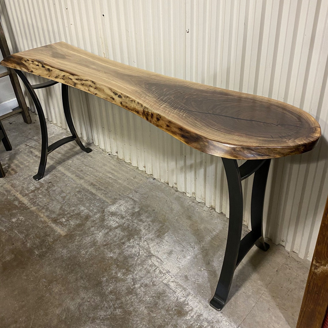 Narrow Live Edge Console Table Live Edge Walnut Console Table