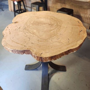 Rustic Modern Small Bar Table | Round Ash Bar Height Table | Live Edge ...