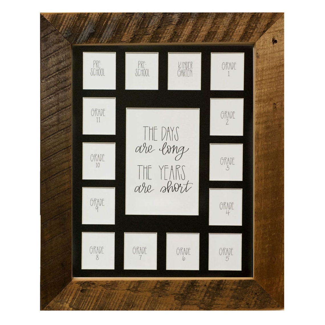 Reclaimed Wood School Photo Frame, Black Mat, Prek-12, 11x14 - Etsy