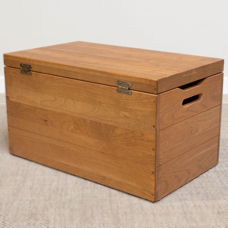 Amish Solid Cherry Blanket Chest | Wooden Storage Trunk With Tray - Etsy
