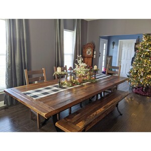 Reclaimed Oak Wood Dining Table With Steel and Timber Beam Base ...