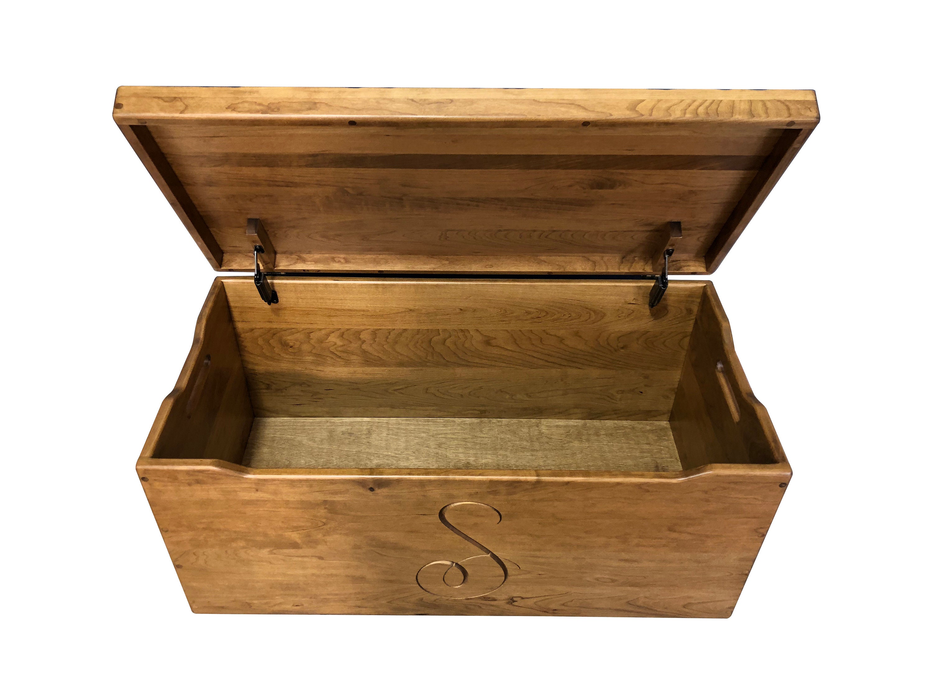 Personalized Rustic Cherry Wood Toy Chest, Engraved Initial (36") - Etsy