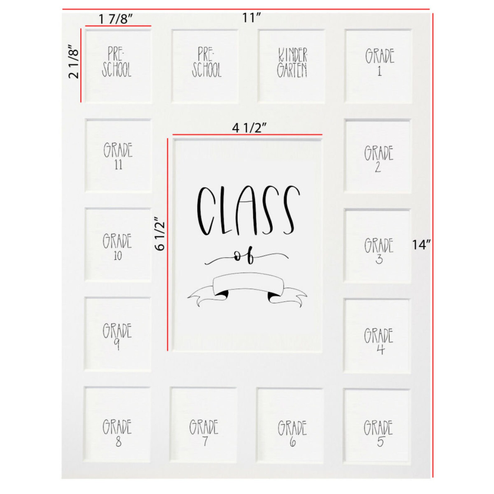 11x14 School Picture Frame, Black 15 Opening Mat, Class of 2033 - Etsy