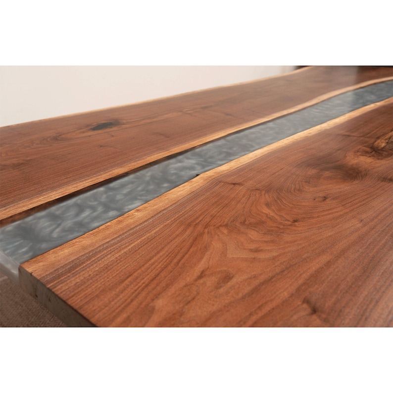 Custom Walnut River Dining Table | Live Edge, Twisted Steel Base - Etsy