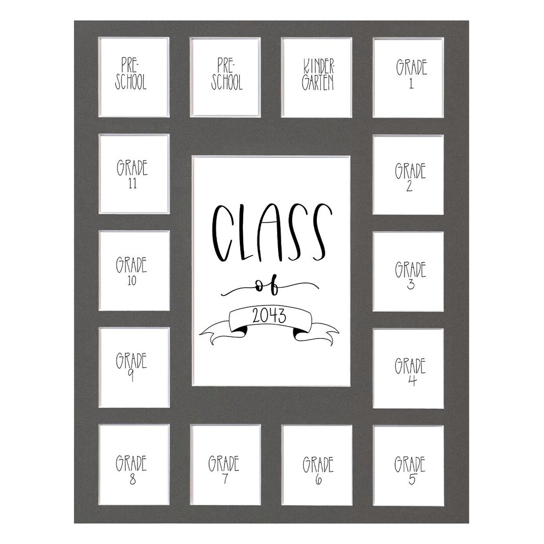 Class of 2043 School Photo Mat, Gray Picture Frame, Preschool to 12th ...