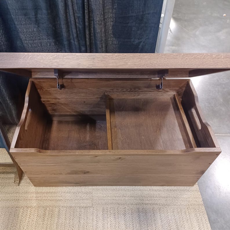 Solid Oak Amish Blanket Chest With Tray | Wooden Storage Trunk - Etsy