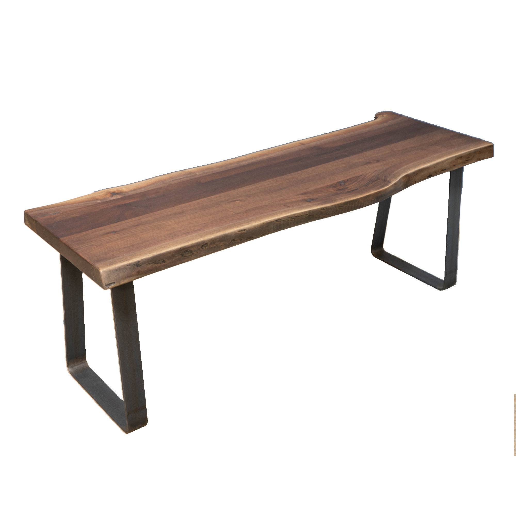 Live Edge Walnut Bench Steel Base Solid Walnut Top Dining - Etsy
