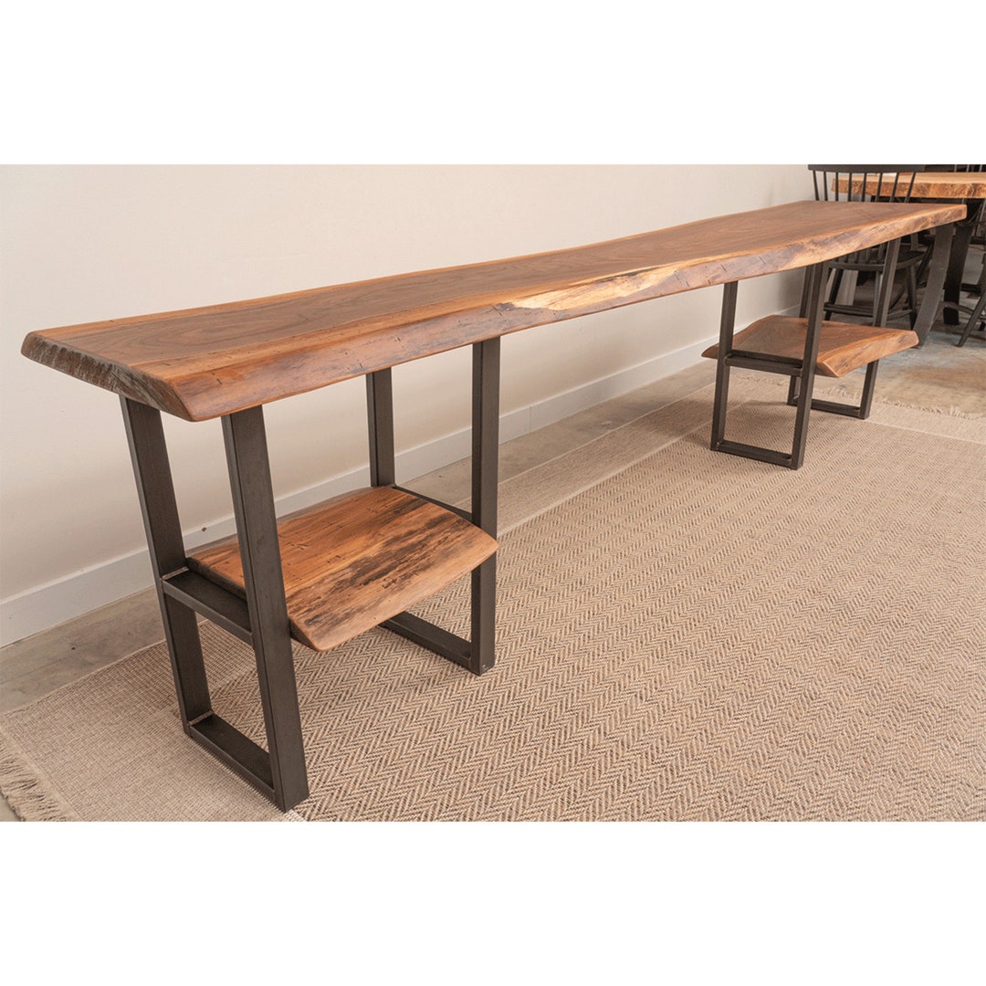 113 Walnut Wood Console Table With Shelf Live Edge Entryway Table ...