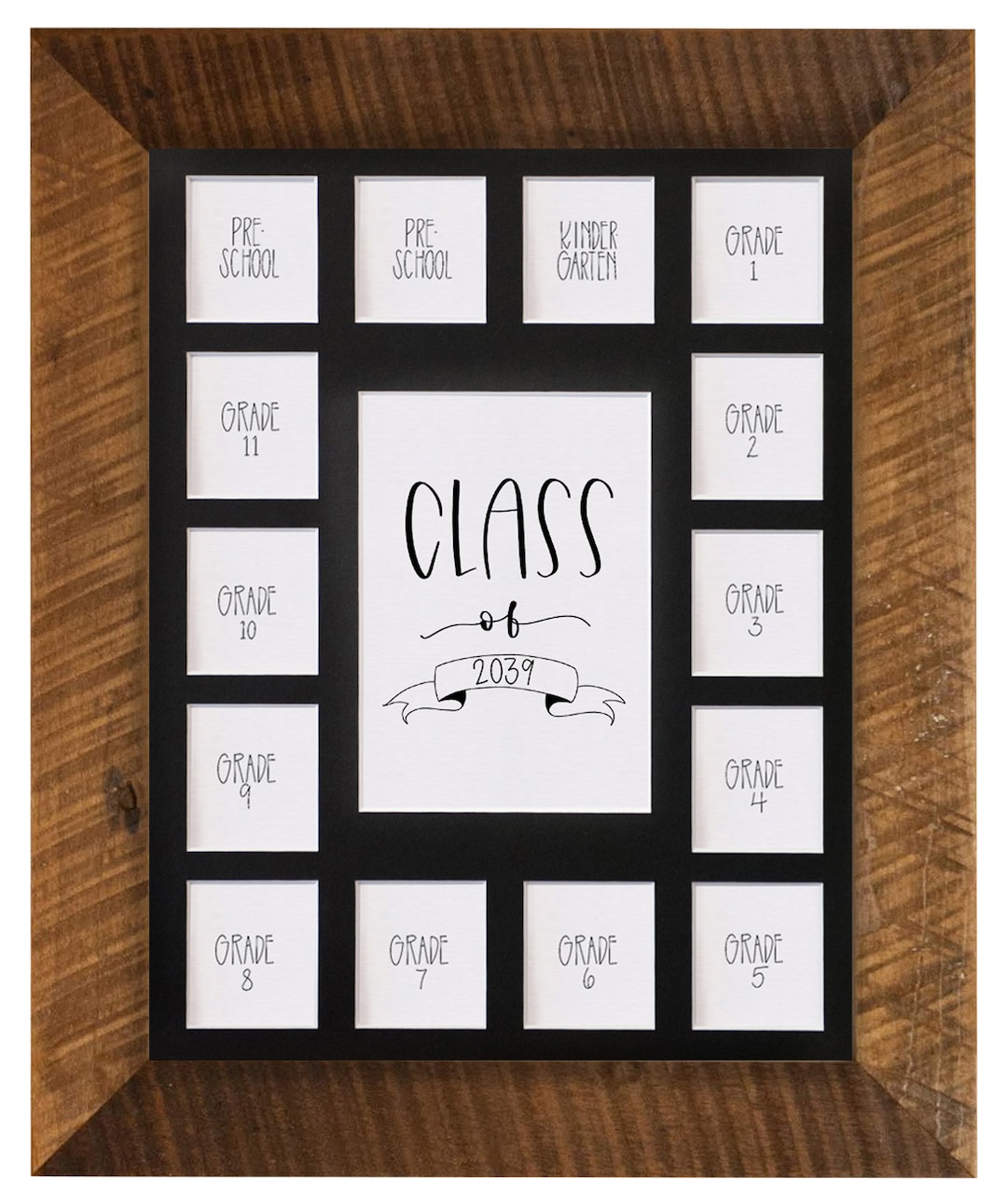 Class of 2039 Barnwood School Picture Frame, 11x14, Black15 Opening Mat ...