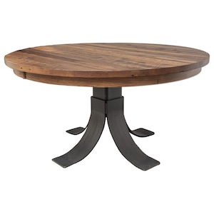 Rustic Round Dining Table in Barnwood | Reclaimed Wood Round Extendable ...