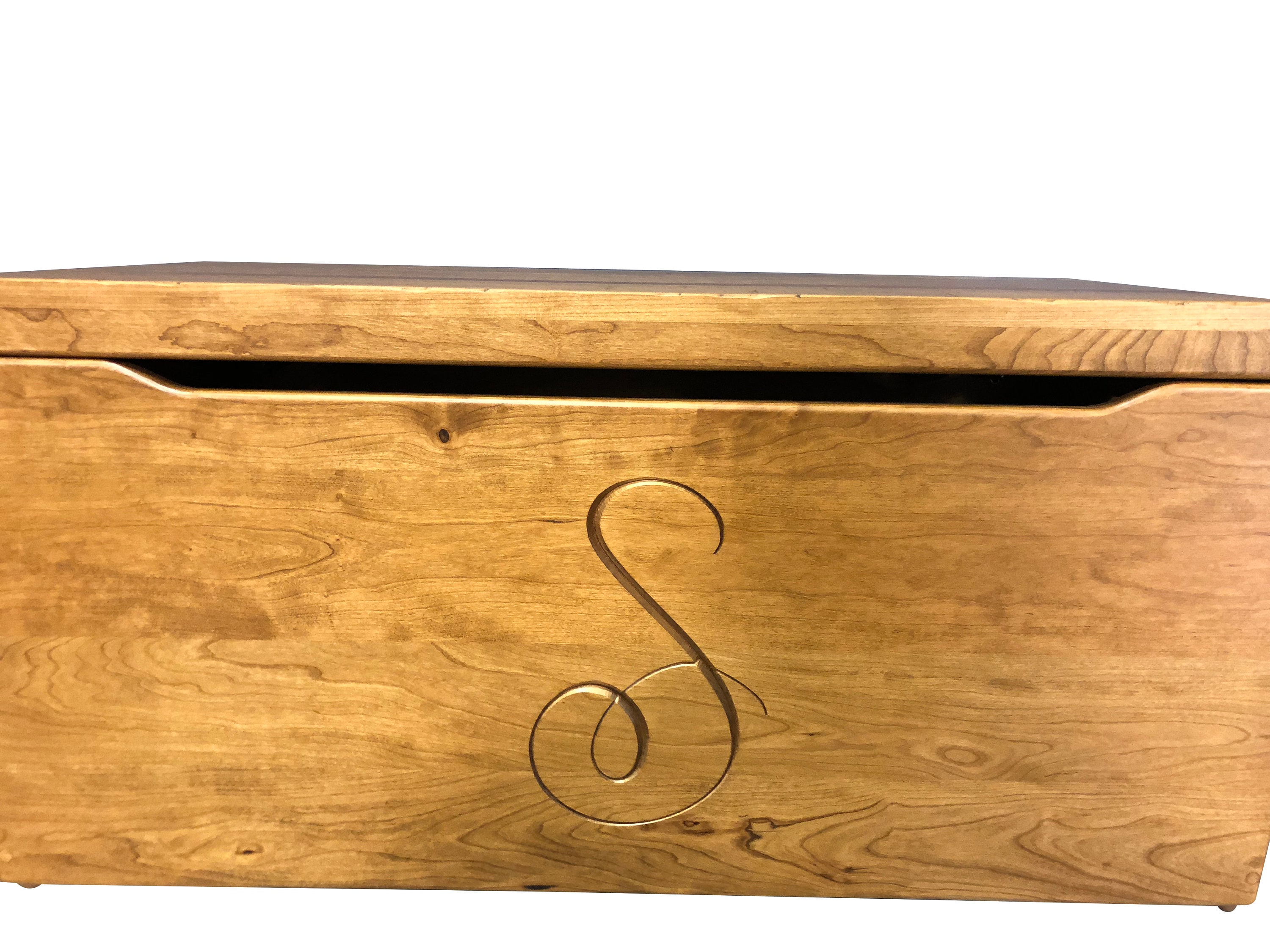 Personalized Rustic Cherry Wood Toy Chest, Engraved Initial (36") - Etsy