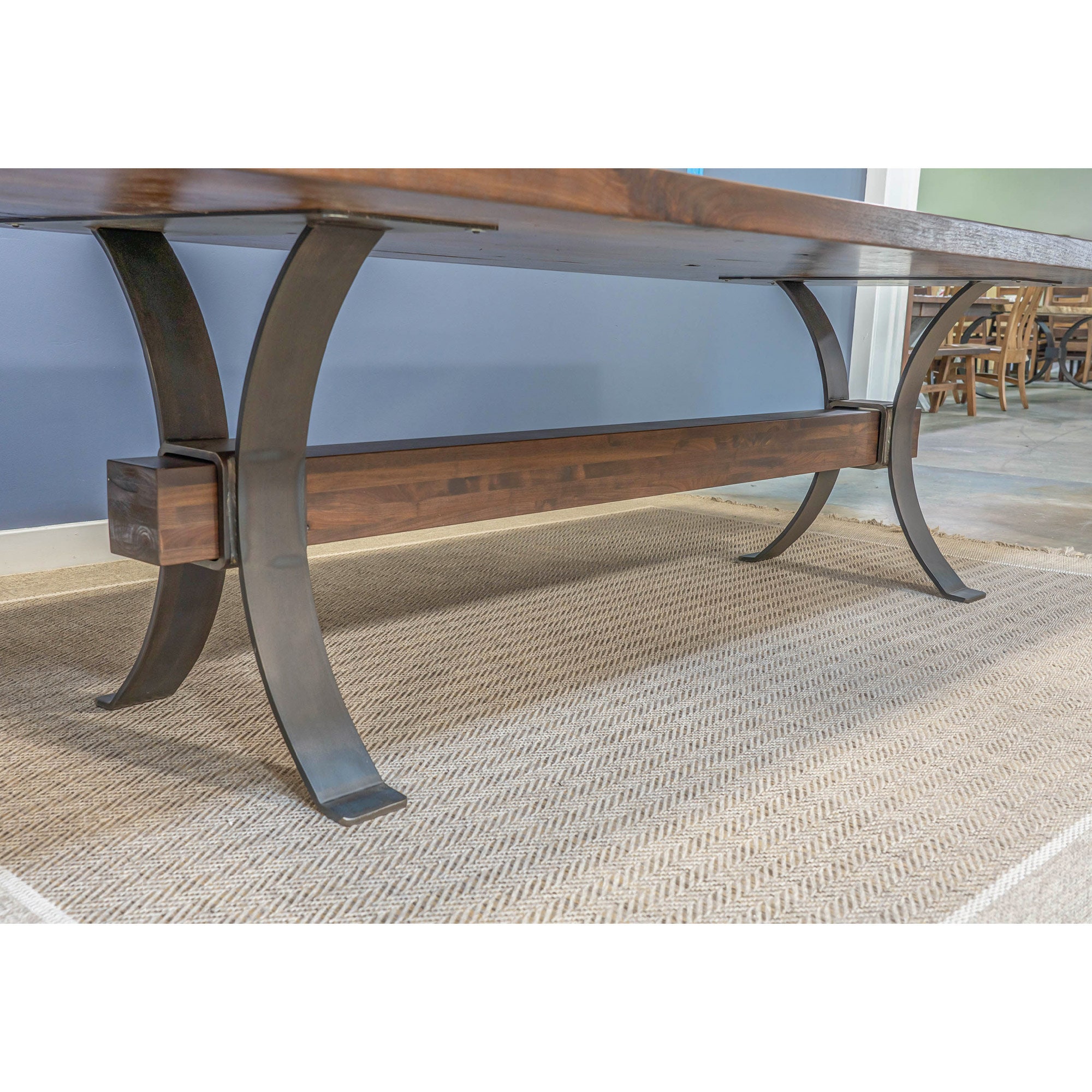 Hamilton Walnut Dining Table | Modern Steel Base, Timber Beam - Etsy