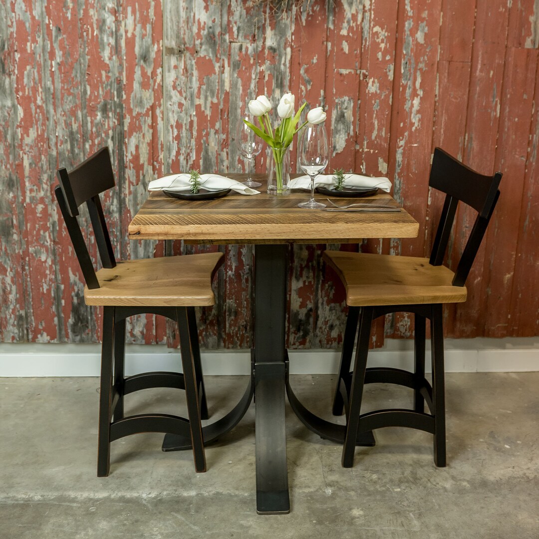 Rough Barnwood Bar Table | Pub Reclaimed Wood Table | Rustic Oak ...