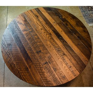 Rustic Round Dining Table in Barnwood | Reclaimed Wood Round Extendable ...