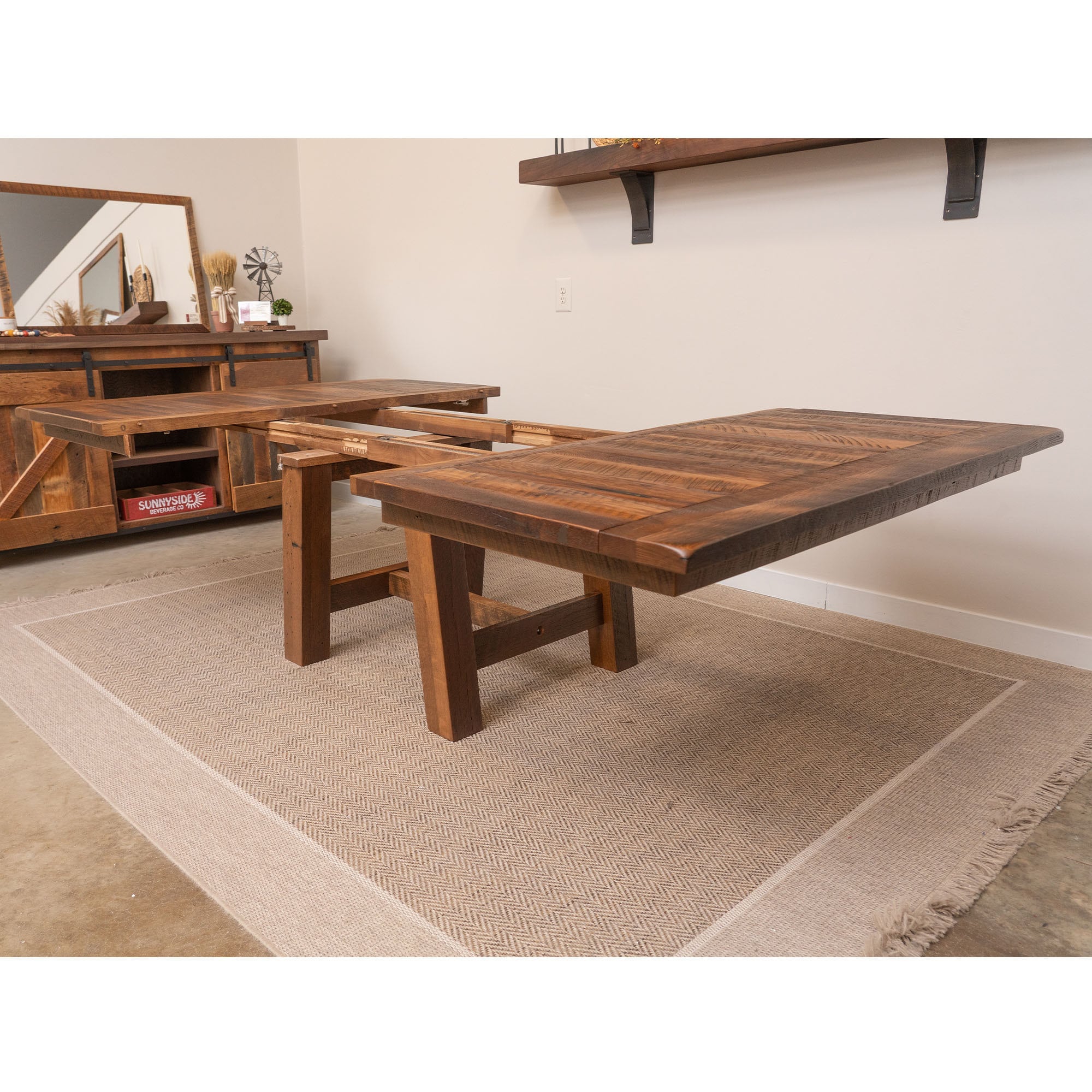 Hawthorne Square Extendable Reclaimed Barnwood Dining Room Table | Rustic Farmhouse Expandable ...