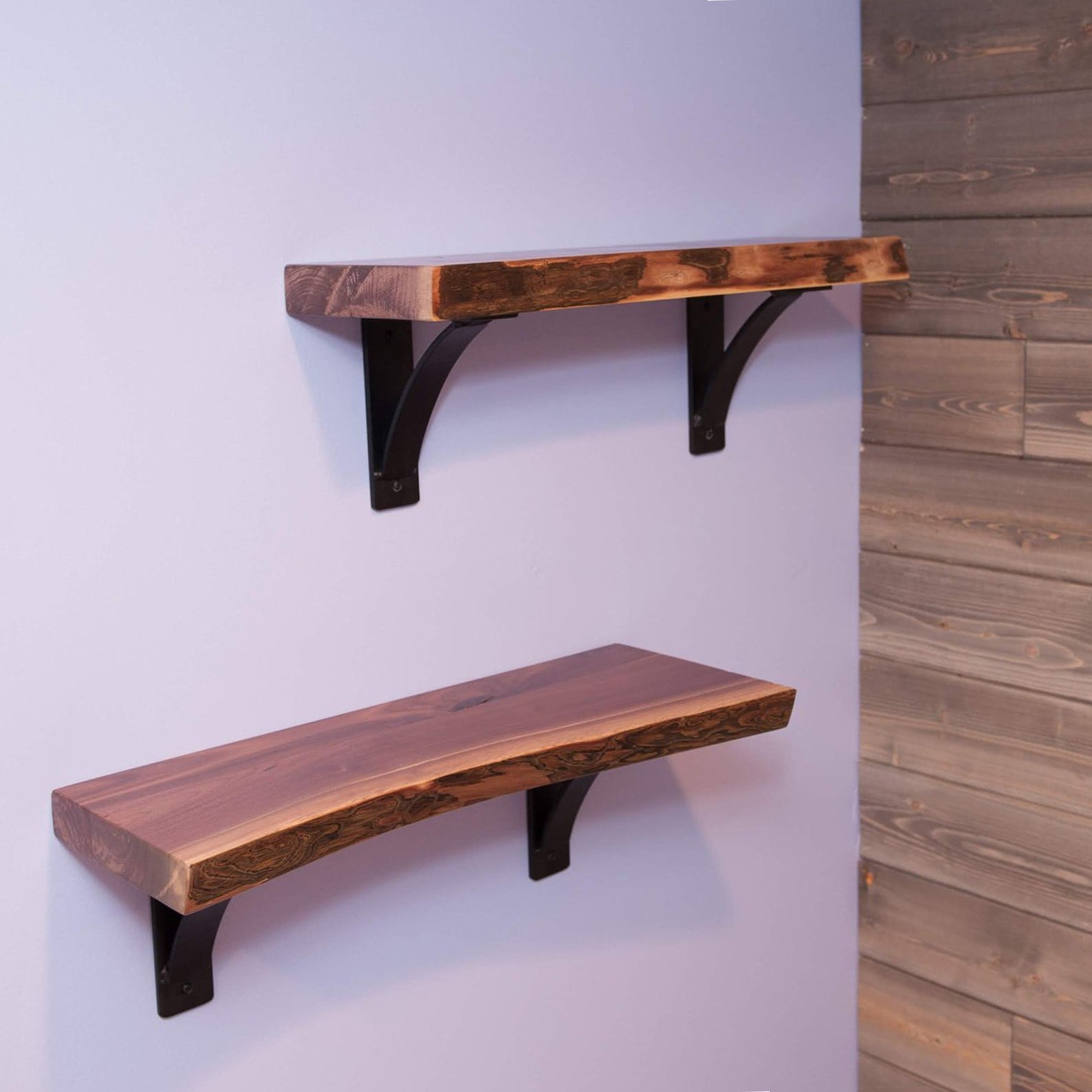 Live Edge Shelf - Select From Maple or Walnut - 1 1/2" Thick - Variable ...