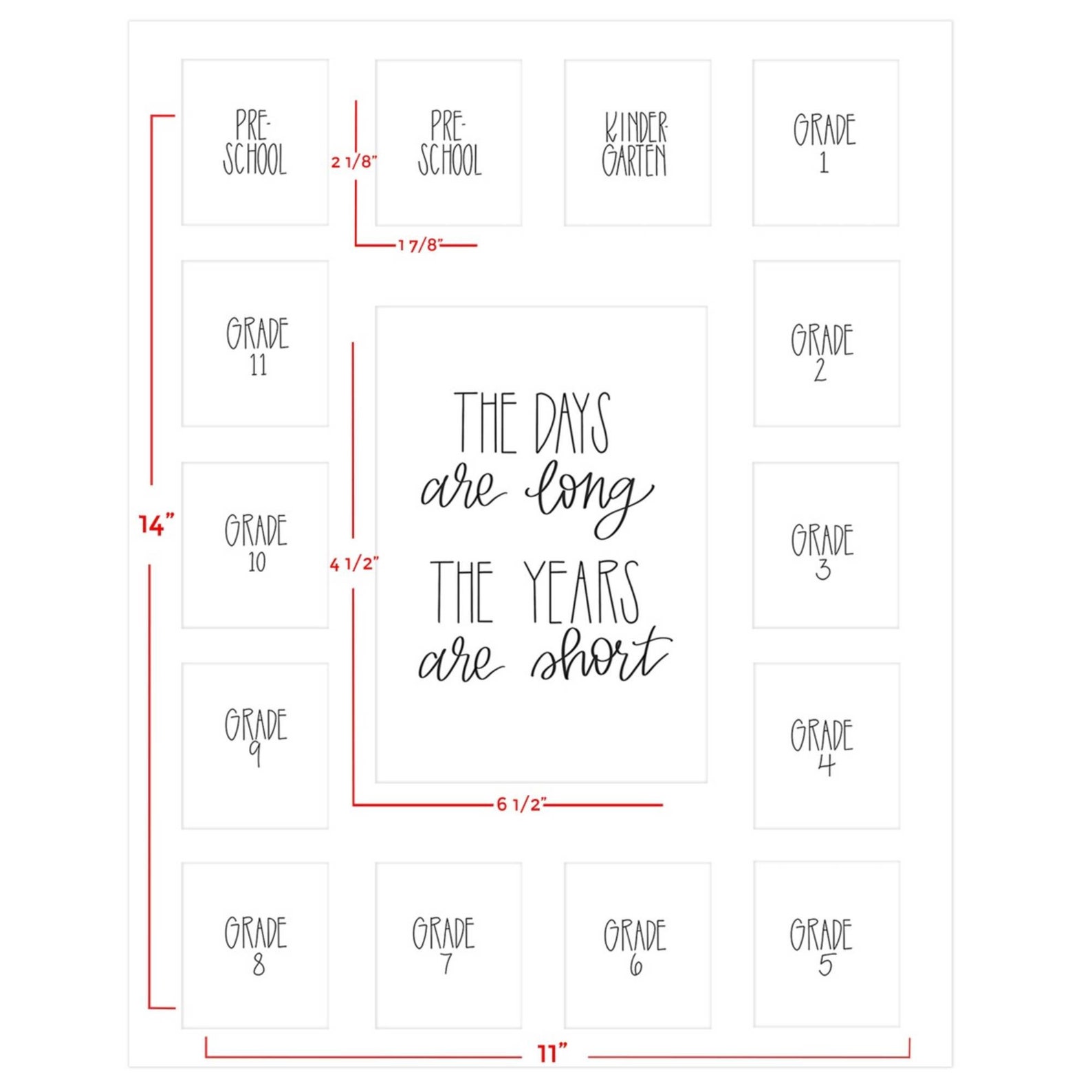 School Photo Mat, Preschool to 12th Grade, Gray Linen Cardstock, 11x14 ...