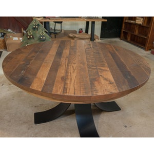 Rustic Round Dining Table in Barnwood Reclaimed Wood Round - Etsy