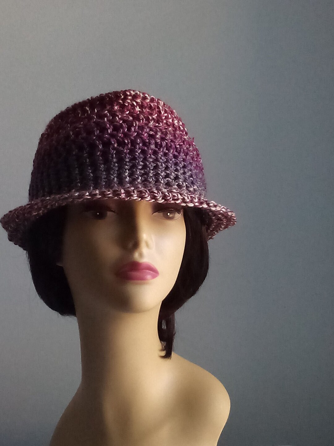 Burgandy and Grey Crochet Fedora - Etsy