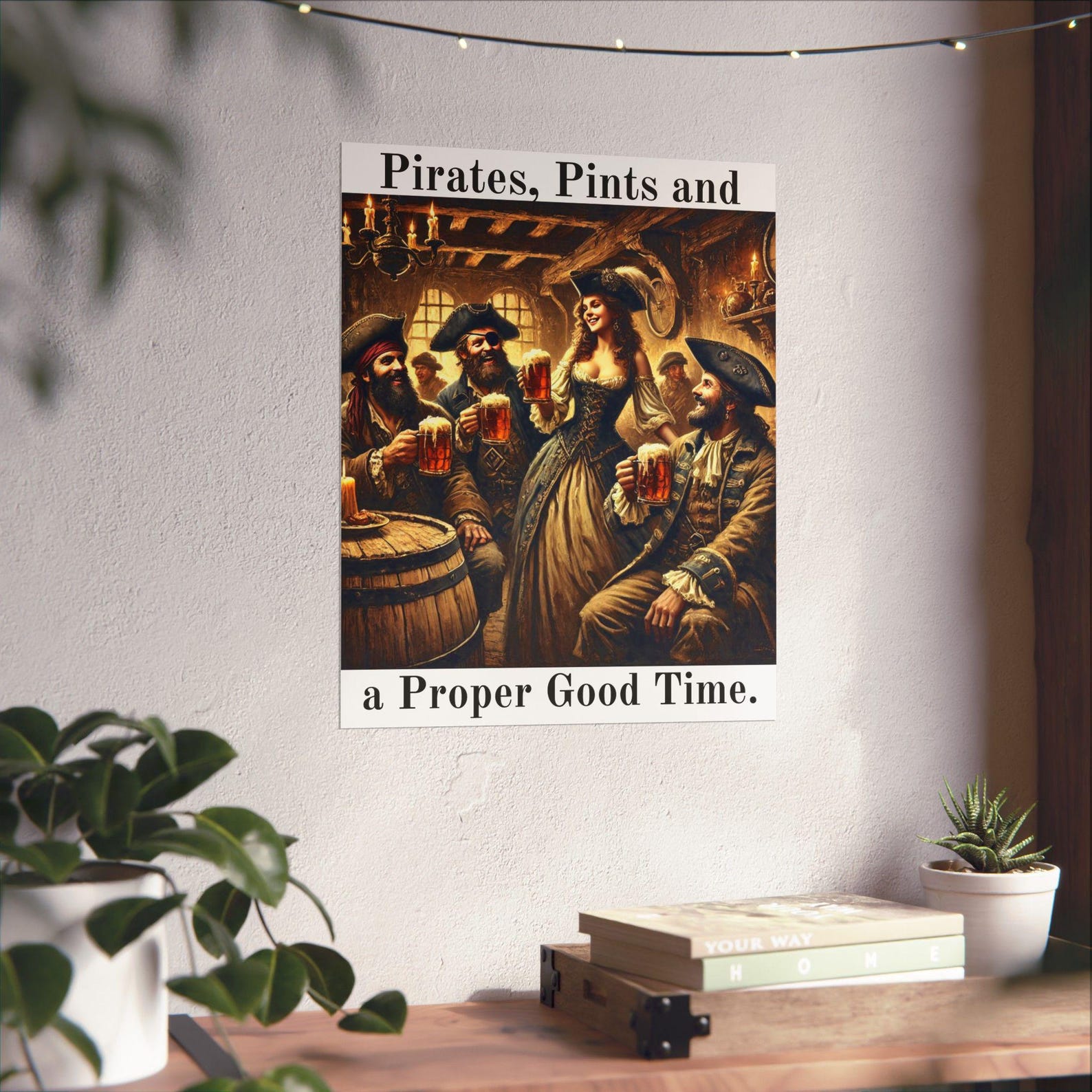 Pirates Pints and - Vintage Pirate Tavern Poster - Nautical Wall Art - Etsy