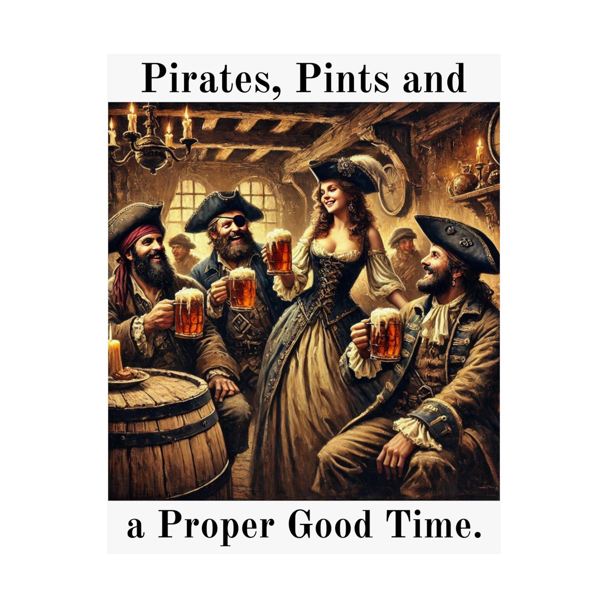 Pirates Pints and - Vintage Pirate Tavern Poster - Nautical Wall Art - Etsy
