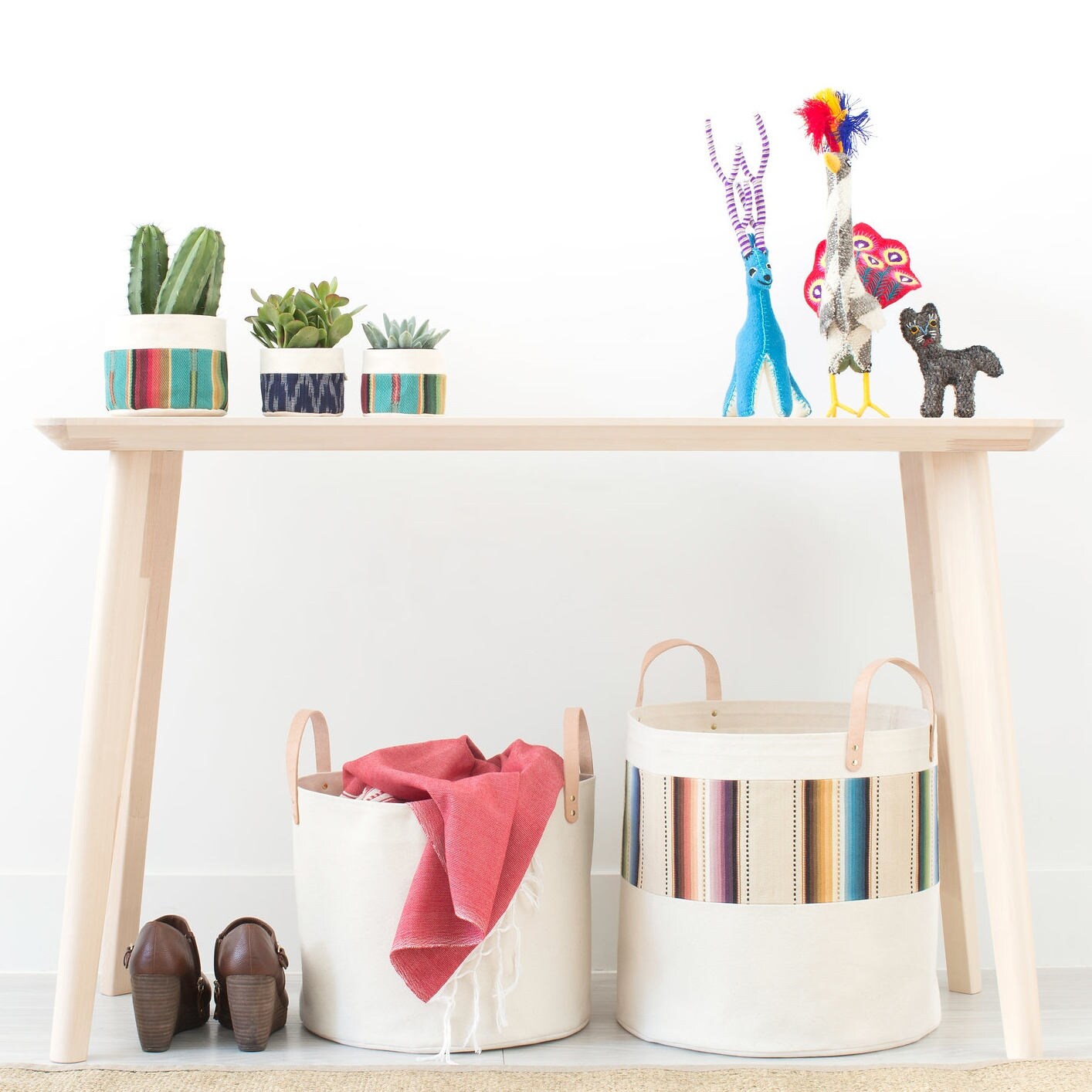 Large Natural Canvas Bucket Basket - Etsy