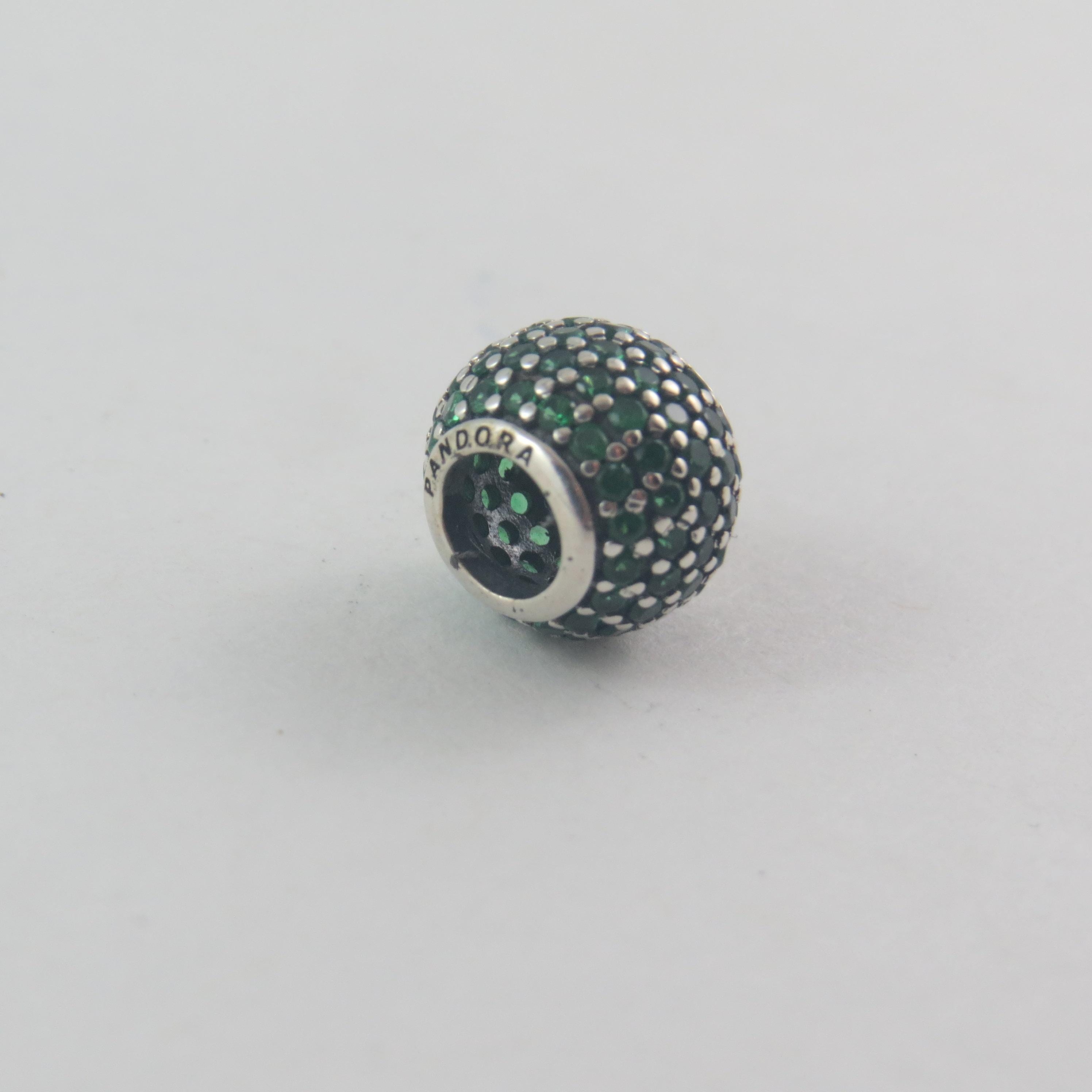 Authentic Pandora Green Pavé Ball Charm – Sterling Silver Bead, Fits ...