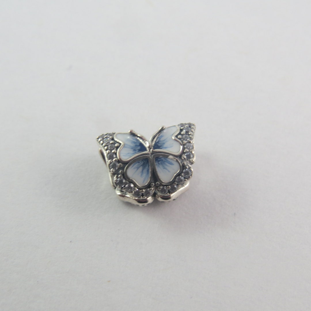 Authentic Pandora Sparkling Blue Butterfly Charm – Sterling Silver Bead ...