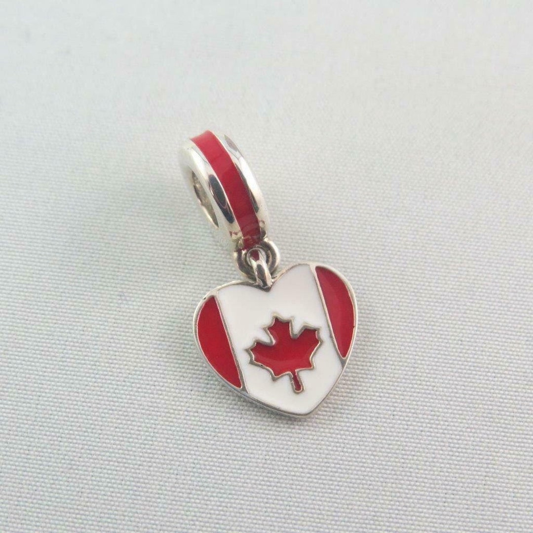 Pandora Flag Charm Canadian Flag Charm Canada Heart Charm Travel Charm ...