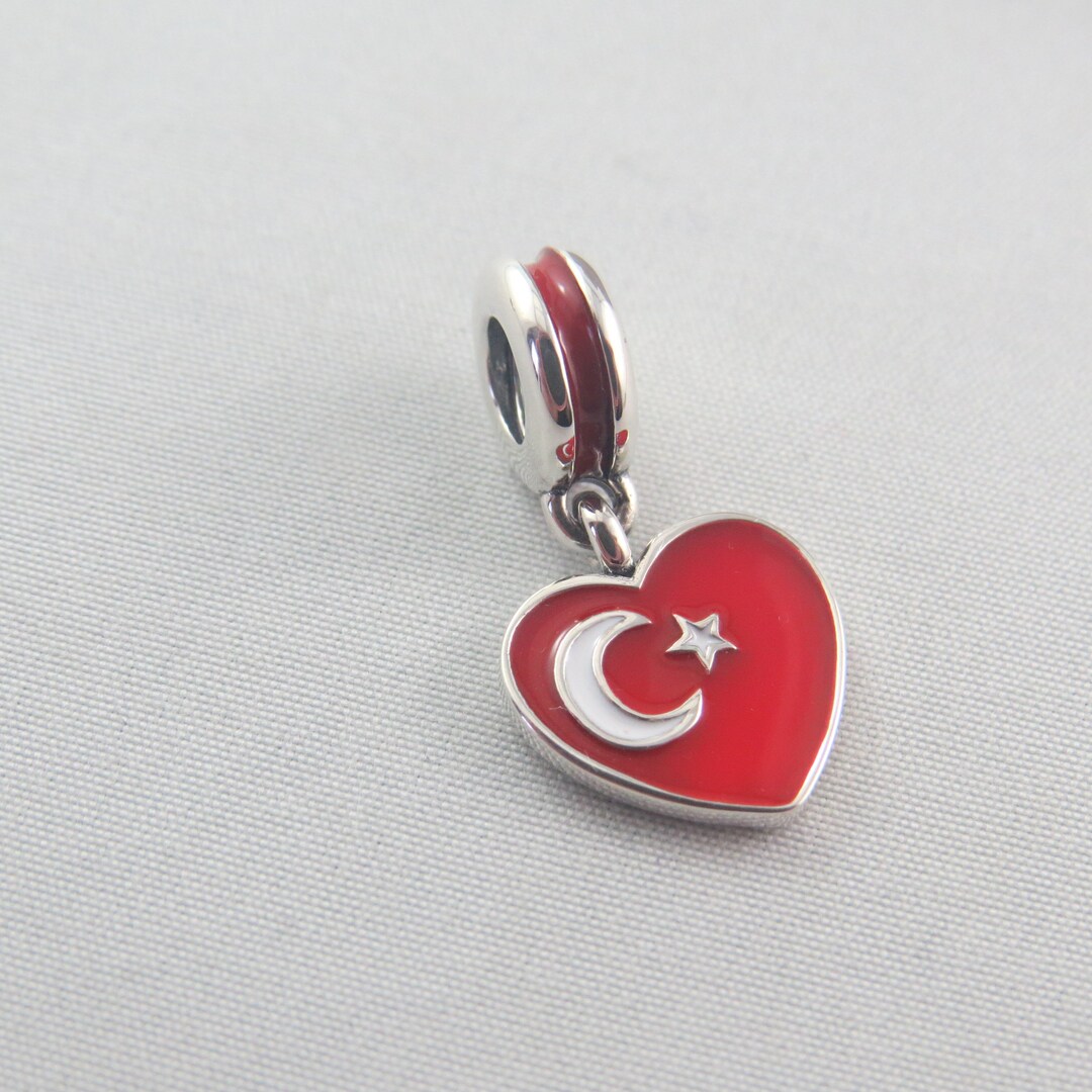 Pandora Turkey Charm Turkey Flag Charm Heart Flag Charm Travel Charm ...